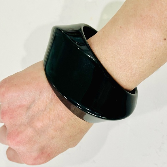 Estate | Jewelry | Vintage 2 Wide Freeform Asymmetrical Glossy Black ...